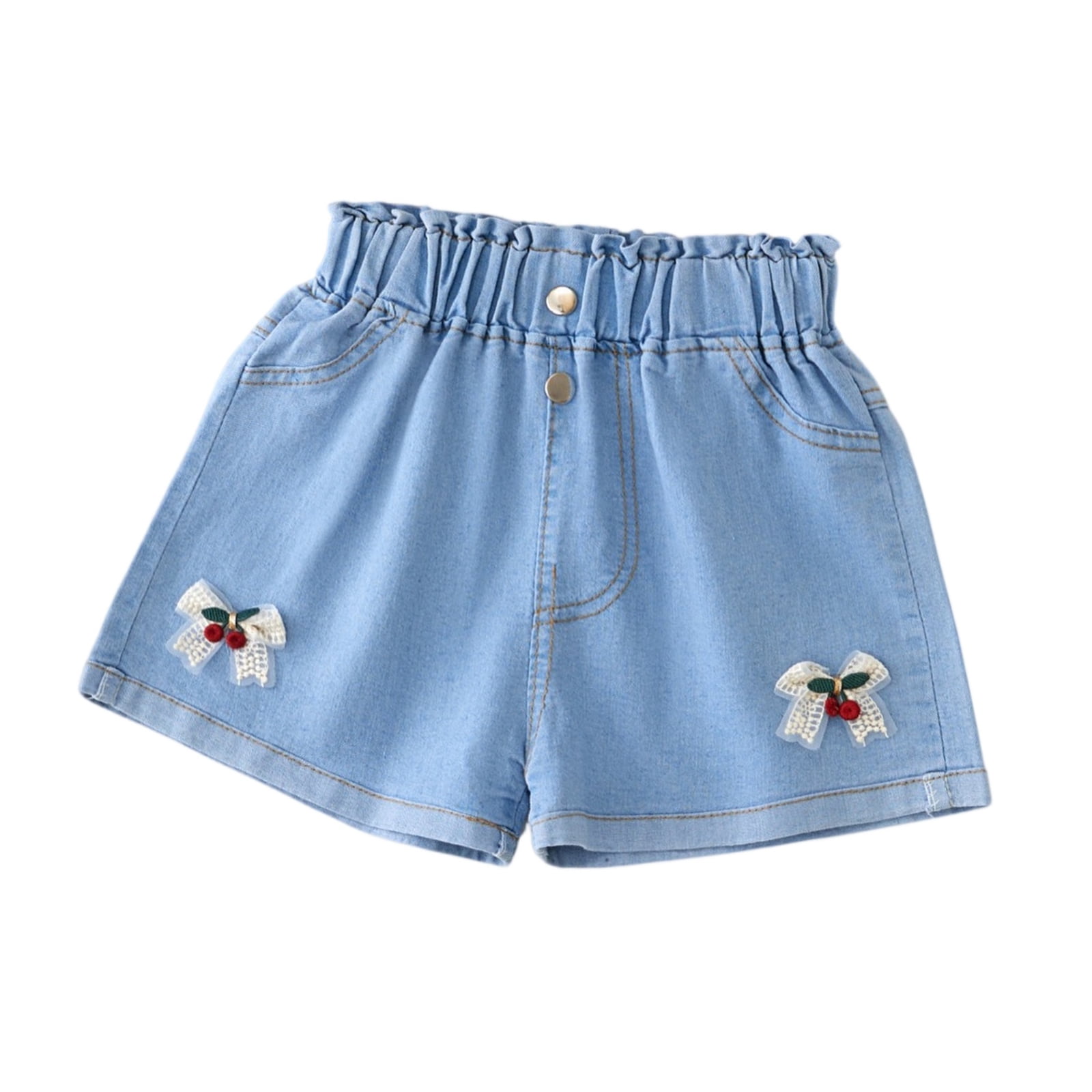 CCRFTGI Jean Shorts for Children Girls Size 8 Cute Preppy Bowknot Denim ...