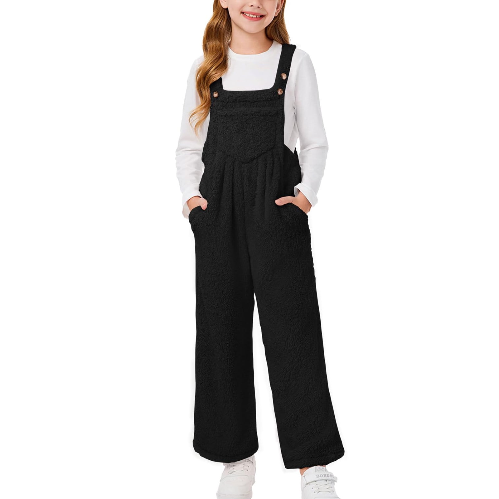 CCRFTGI Jumpsuit for Girls Casual Fuzzy Fleece Overalls Warm Winter ...
