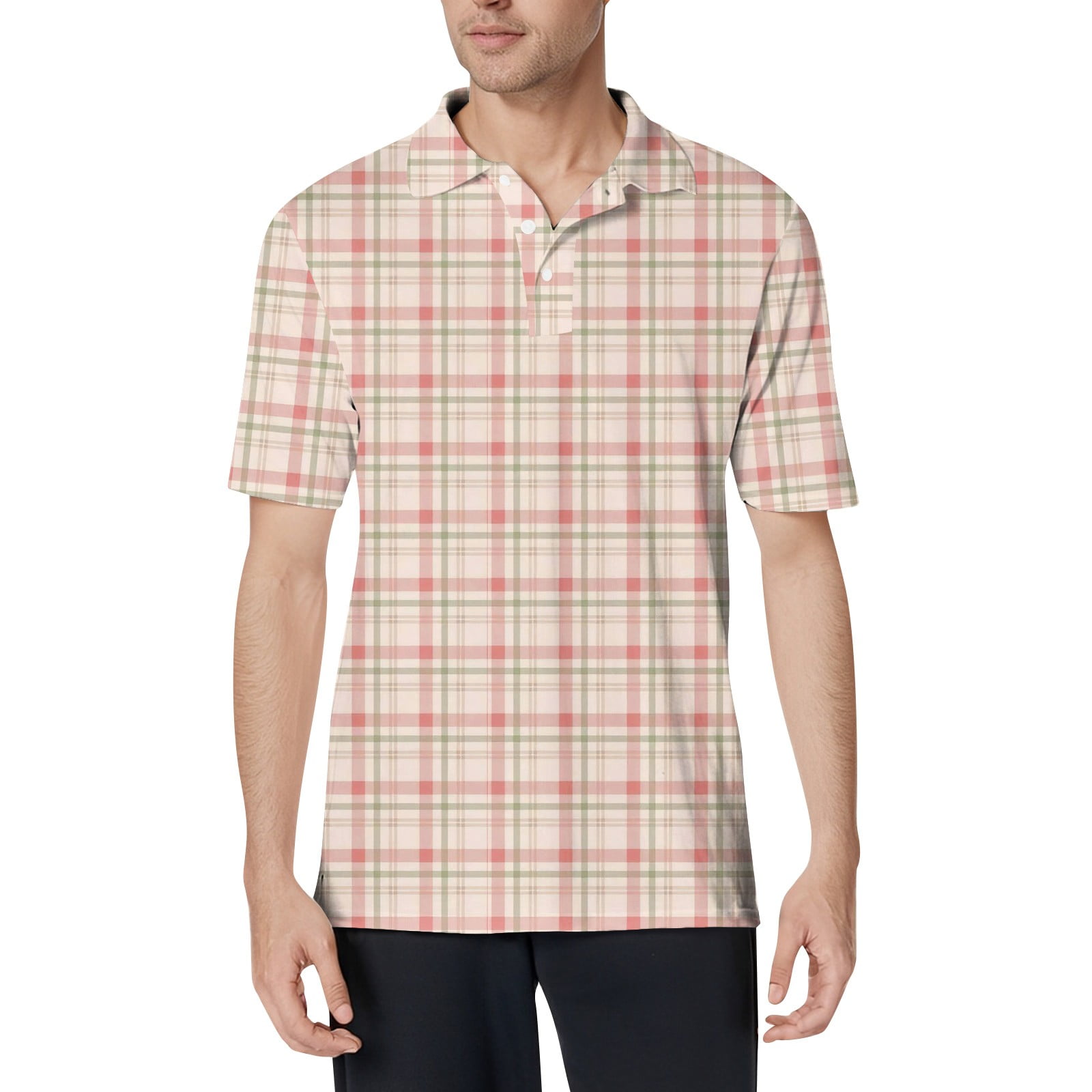 CCRFTGI Khaki Button Down Shirt Men Clearance Short Sleeve Polo Shirts Summer Plain Plaid Mens T ...