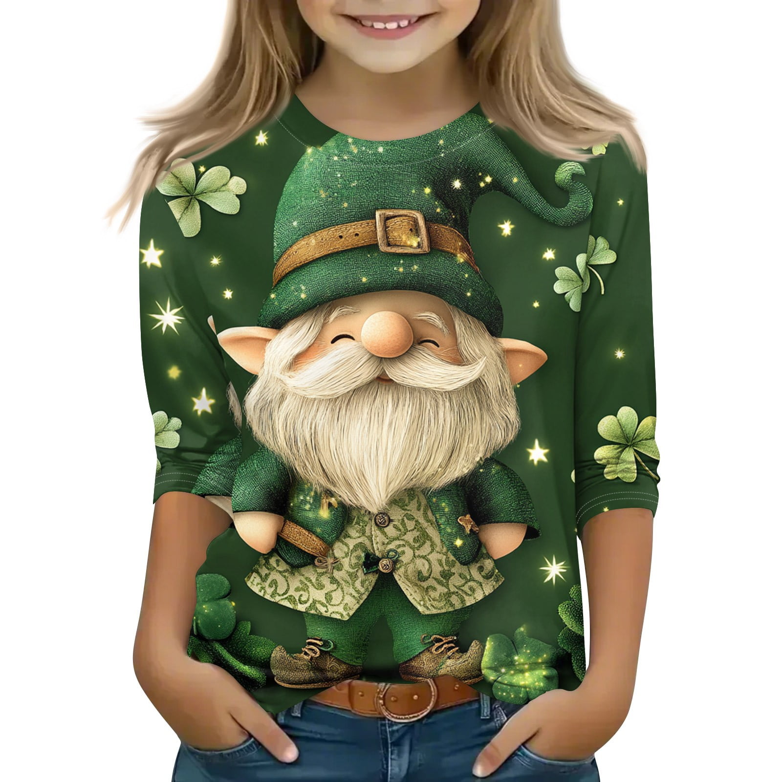 CCRFTGI Kids Stpatrick Day Shirt Size 10-11 St Patricks Day Festival Long Sleeve Shirt Green 3D ...