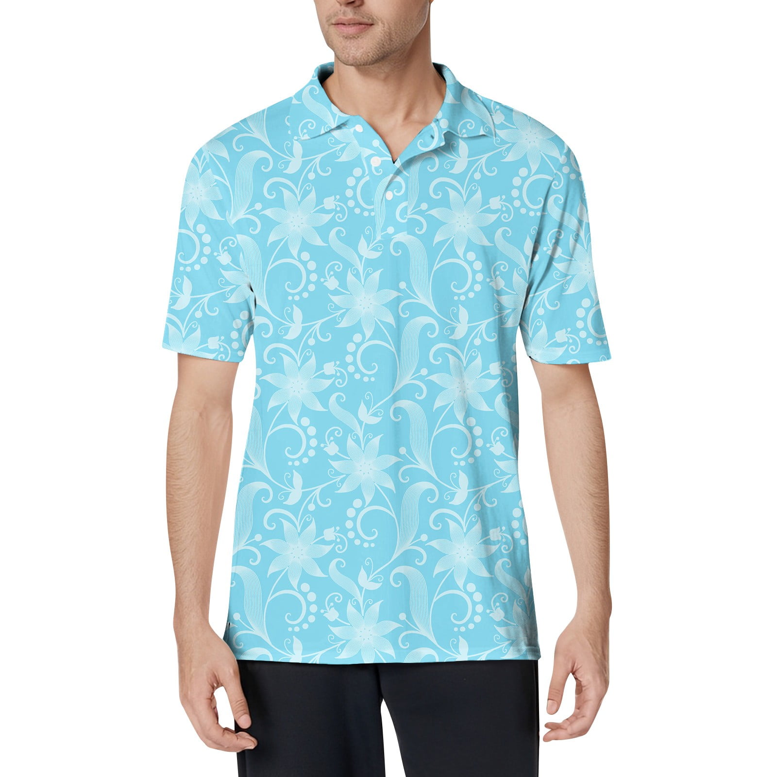 CCRFTGI Light Blue Polo Shirts for Men Short Sleeve Button Down Shirts ...