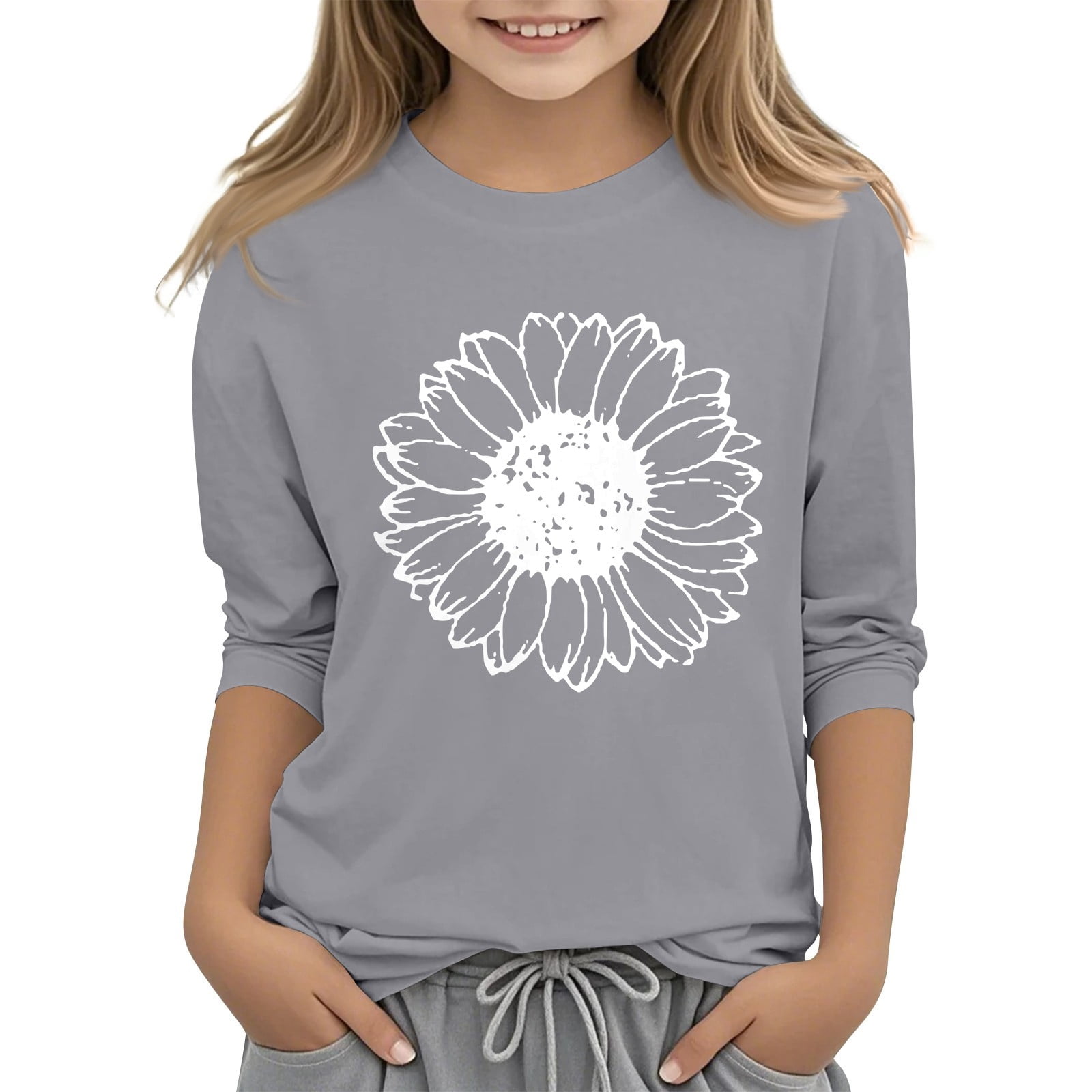 CCRFTGI Light Gray Top for Toddler Girls 2025 Summer 3/4 Sleeve Crew ...