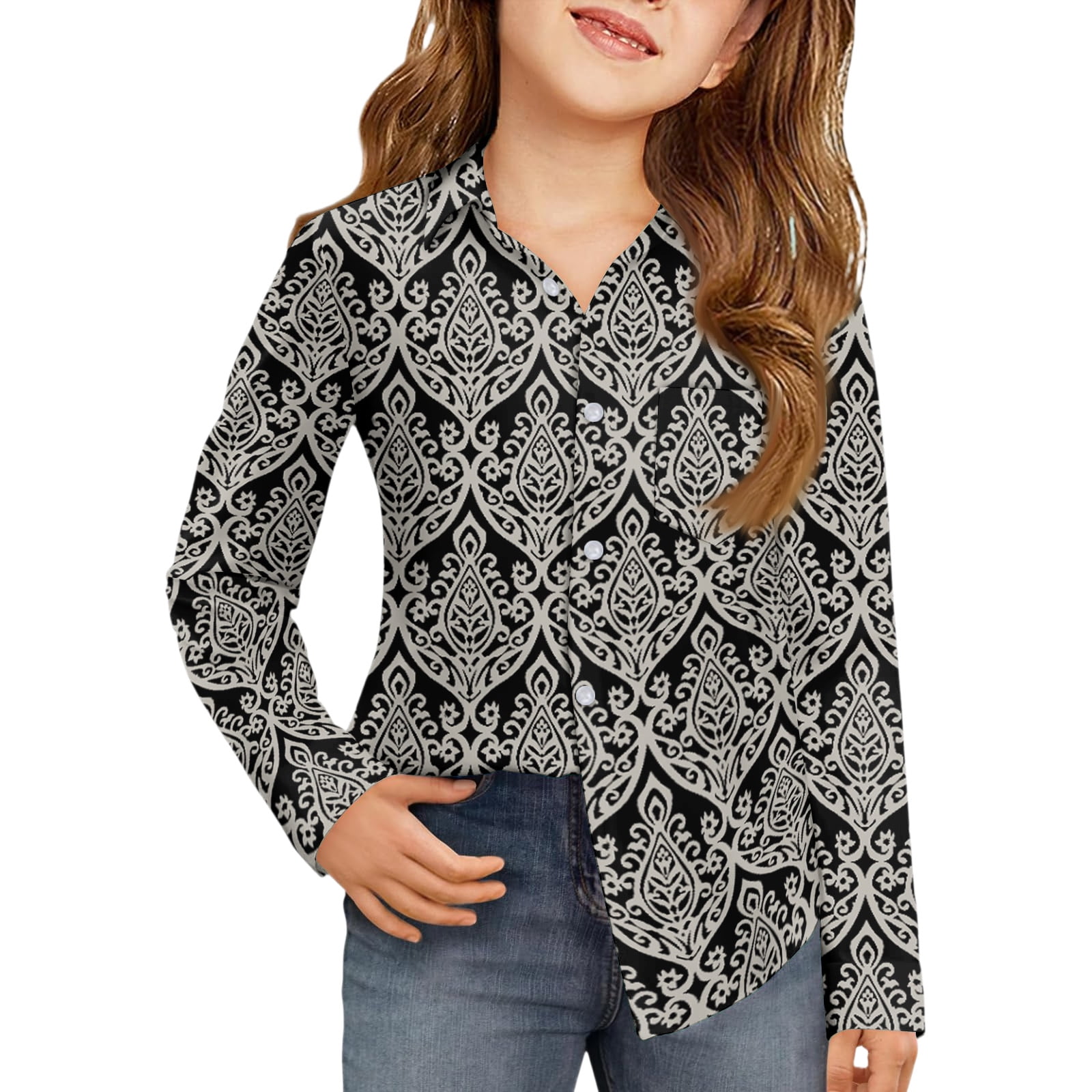 CCRFTGI Long Sleeve Shirts for Children Girls Causal Back To School ...