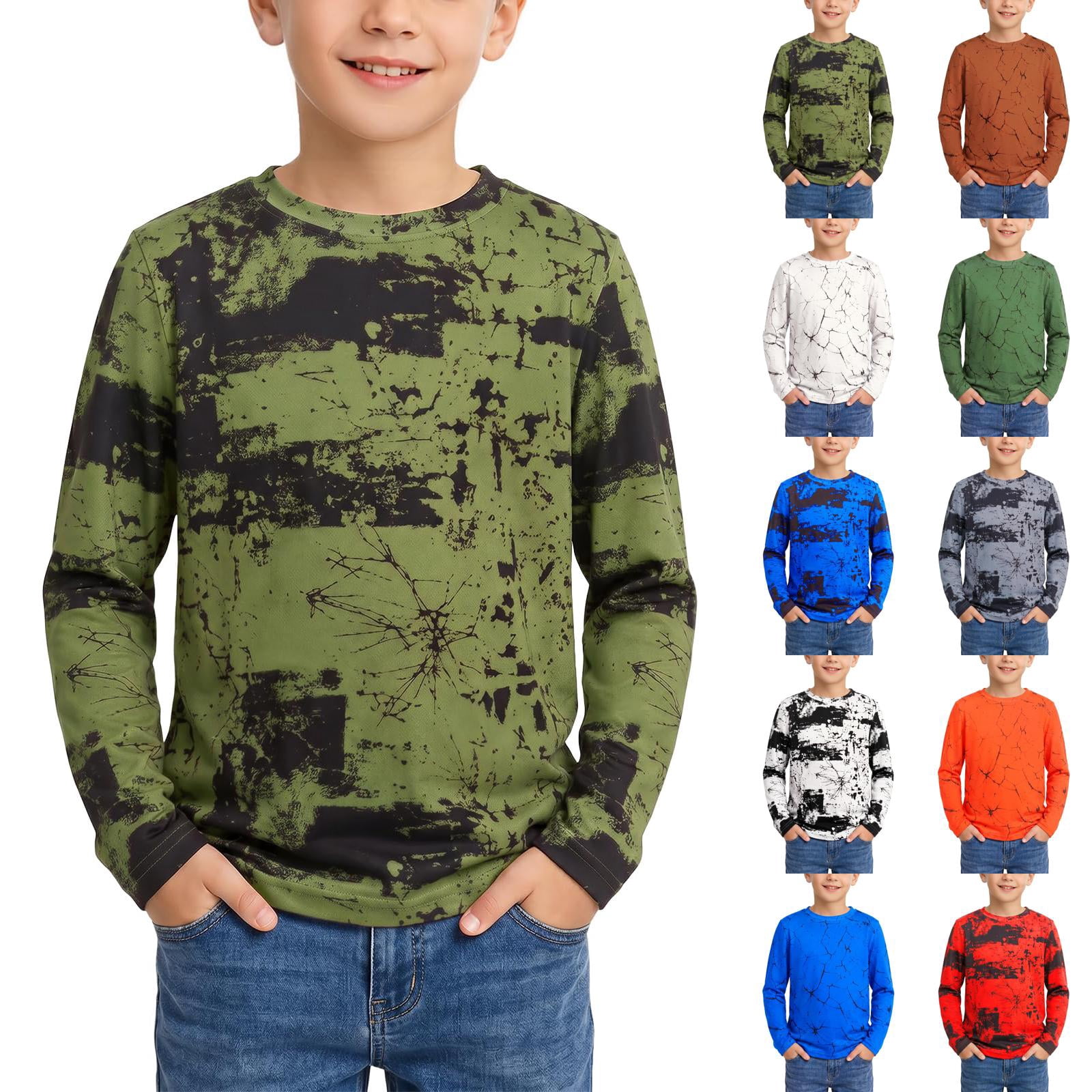 CCRFTGI Long Sleeve Shirts for Boys Camo Crewneck 3d Print Hipster Hip ...