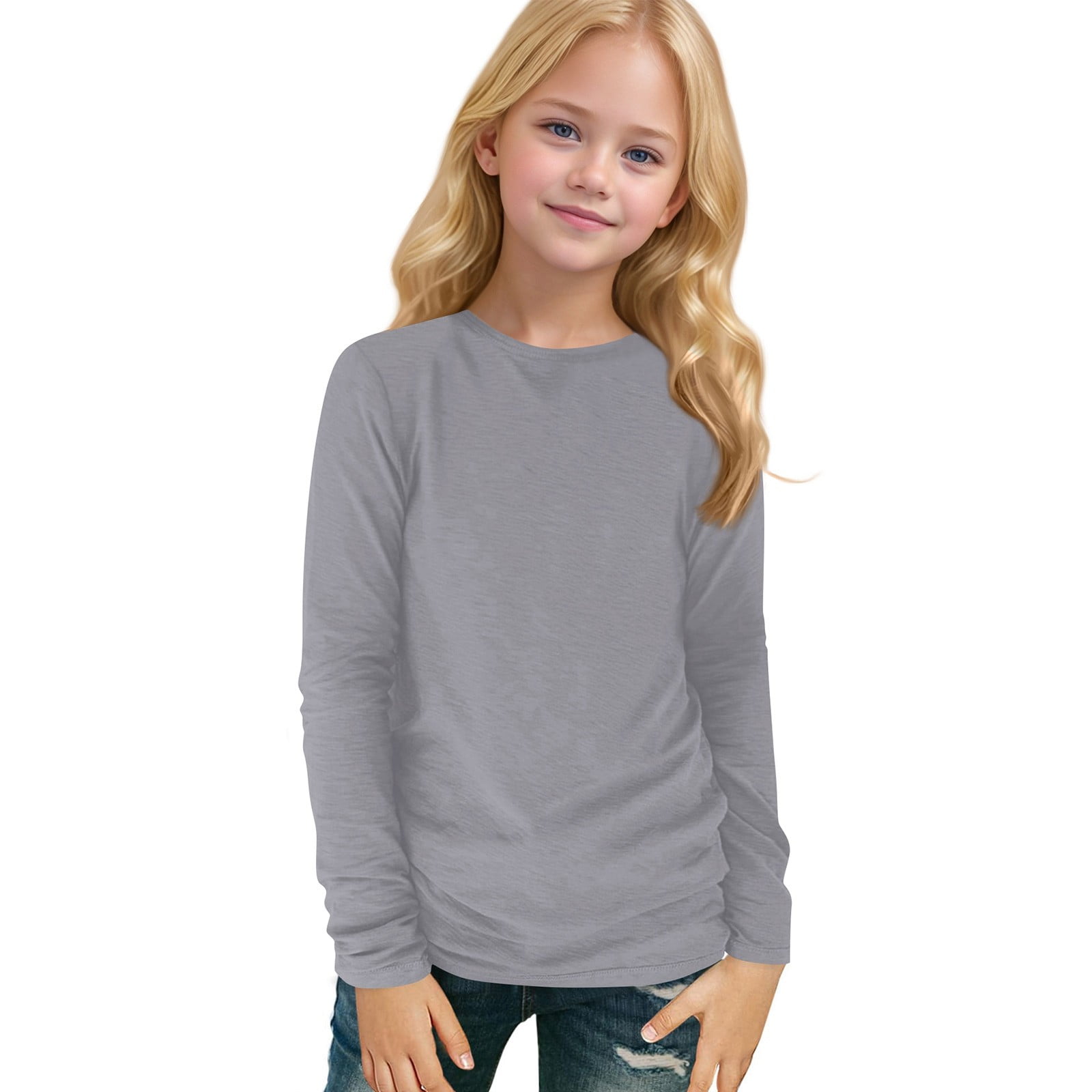 CCRFTGI Long Sleeve Shirts for Girls Black Kids Crew Neck Size 10-12 ...