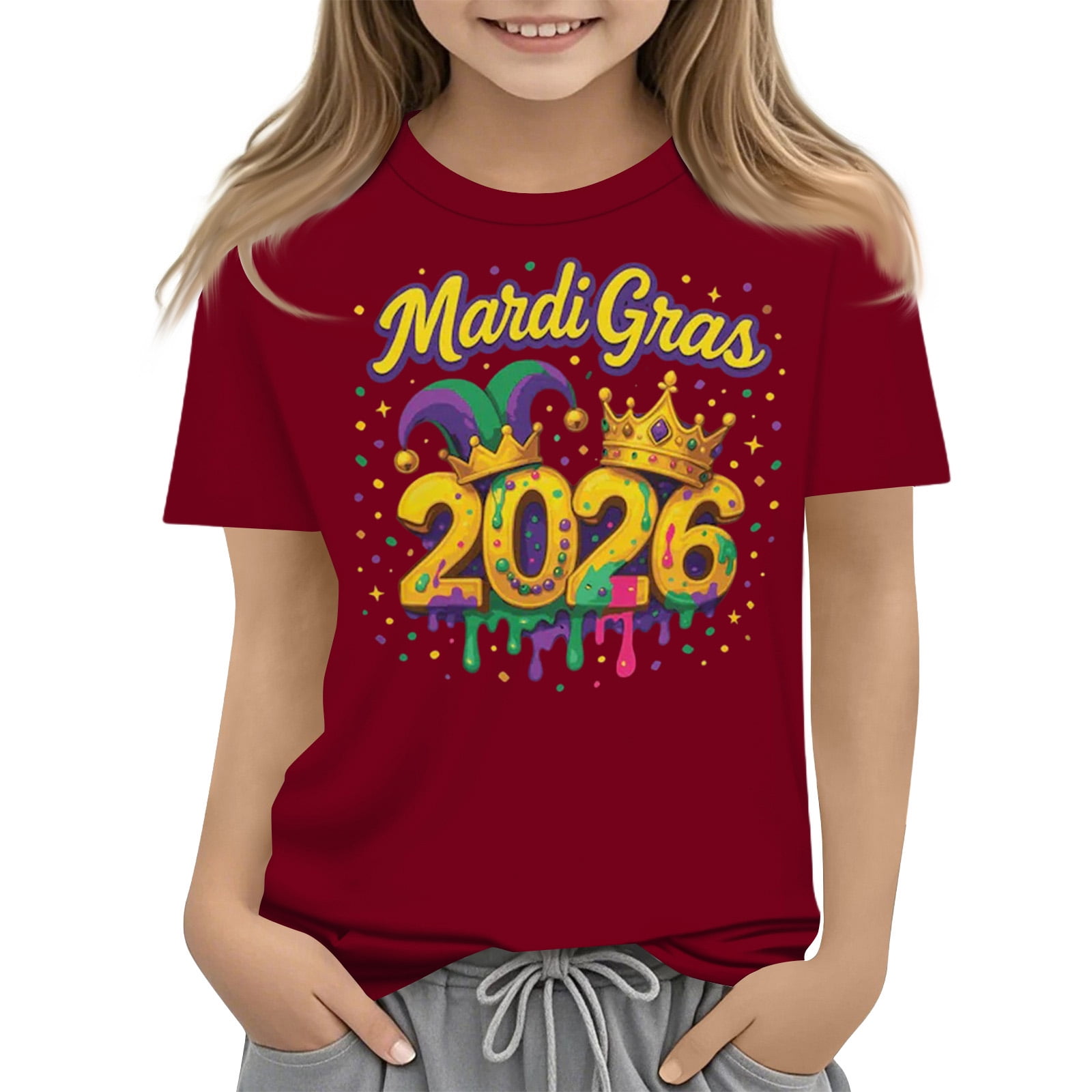 CCRFTGI Mardi Gras Shirt for Children Girls Size 10-12 Funny Mardi Gras ...