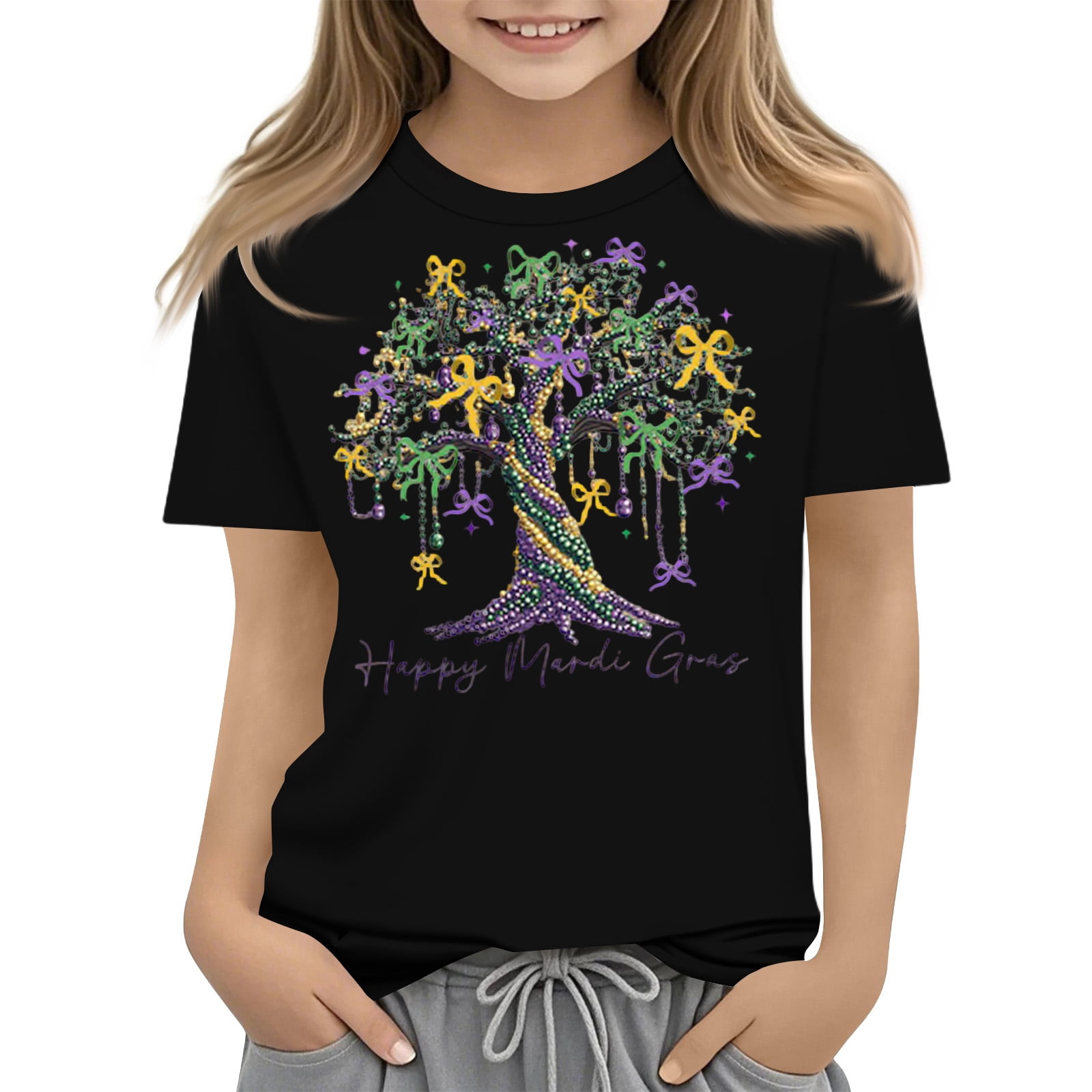 CCRFTGI Mardi Gras Shirt for Children Girls Size 7 Cute Bead Tree ...
