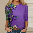 Ccrftgi Mardi Gras Spring Tops For Women Carnival Holiday 34 Sleeve Shirts Mask Graphic T