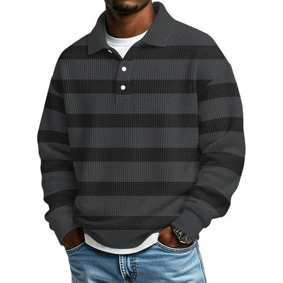 CCRFTGI Men Polo Shirts Waffle Big and Tall Long Sleeve Henley Shirts ...