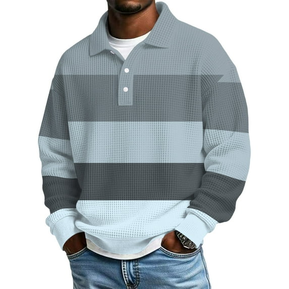 CCRFTGI Men Polo Shirts Waffle Casual Long Sleeve Shirt Golf Button ...