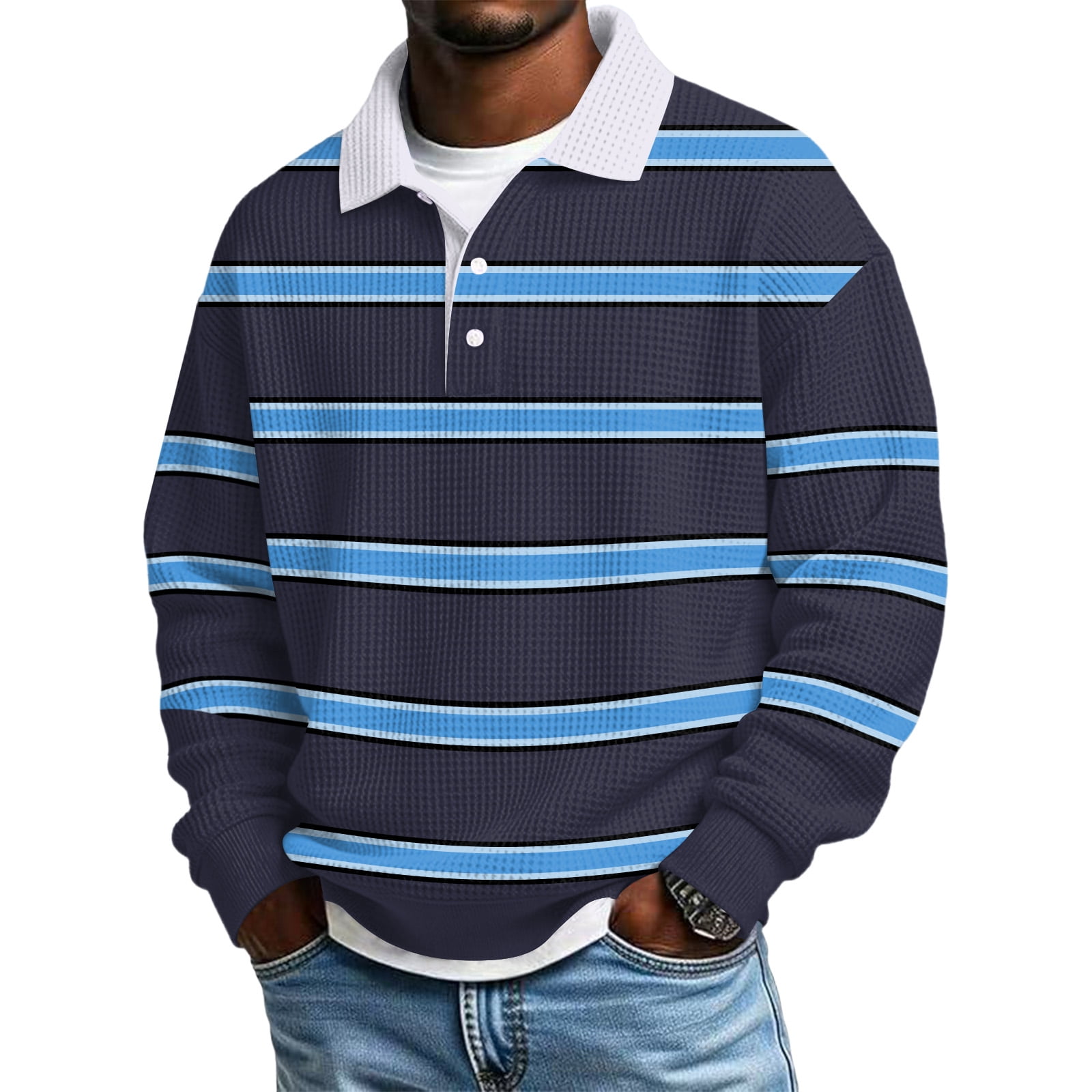 CCRFTGI Men's Polo Shirts Waffle Big and Tall Long Sleeve Henley Shirts ...