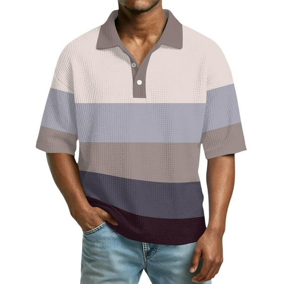 CCRFTGI Men's Polo Shirts Waffle Big and Tall Short Sleeve Henley ...