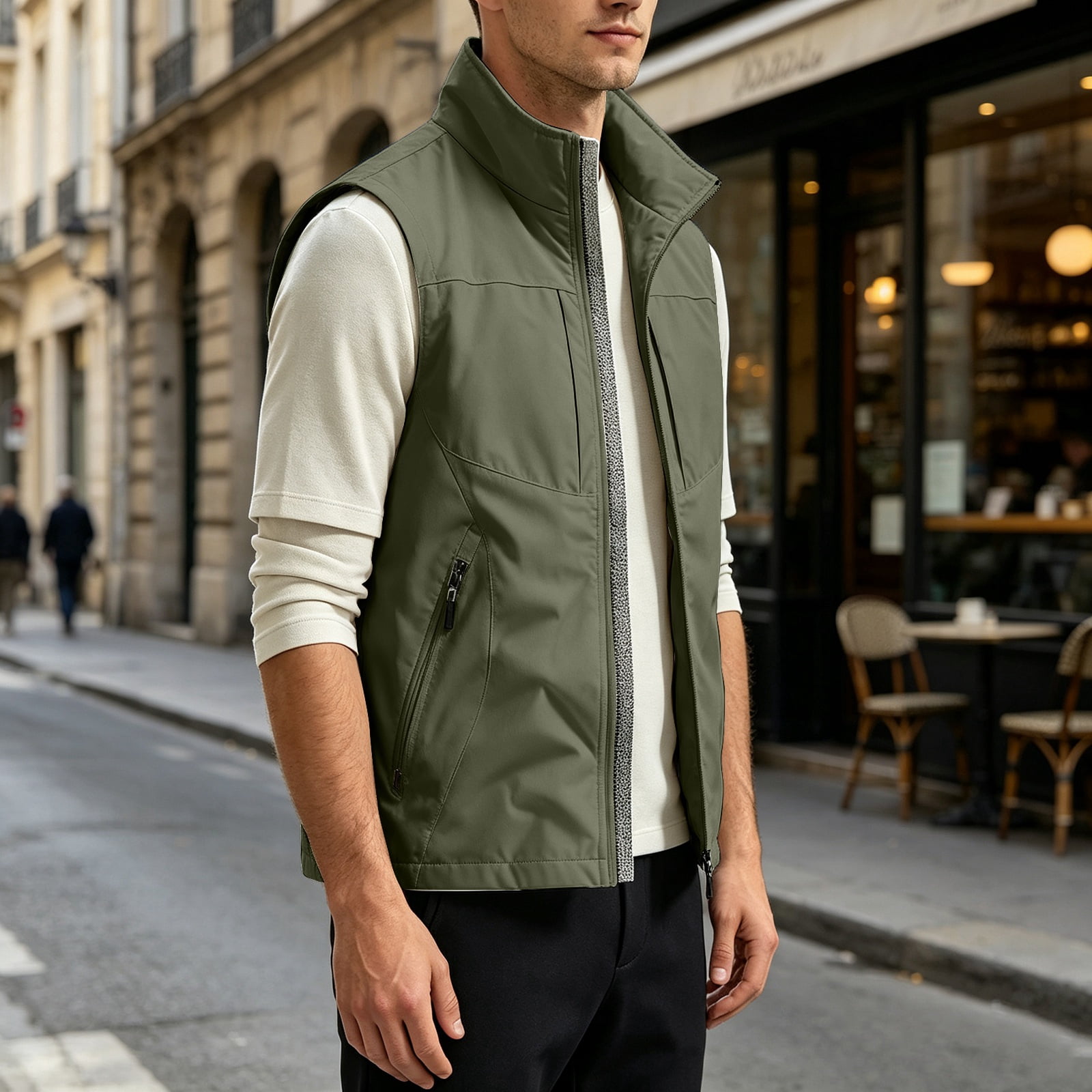 CCRFTGI Mens Lightweight Vest Stand Collar Sleeveless Outdoor Work ...