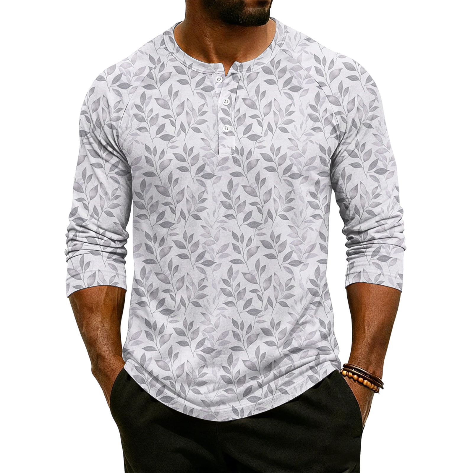 CCRFTGI Mens Shirts Henley Raglan 3/4 Sleeve Big and Tall Maple Leaf ...