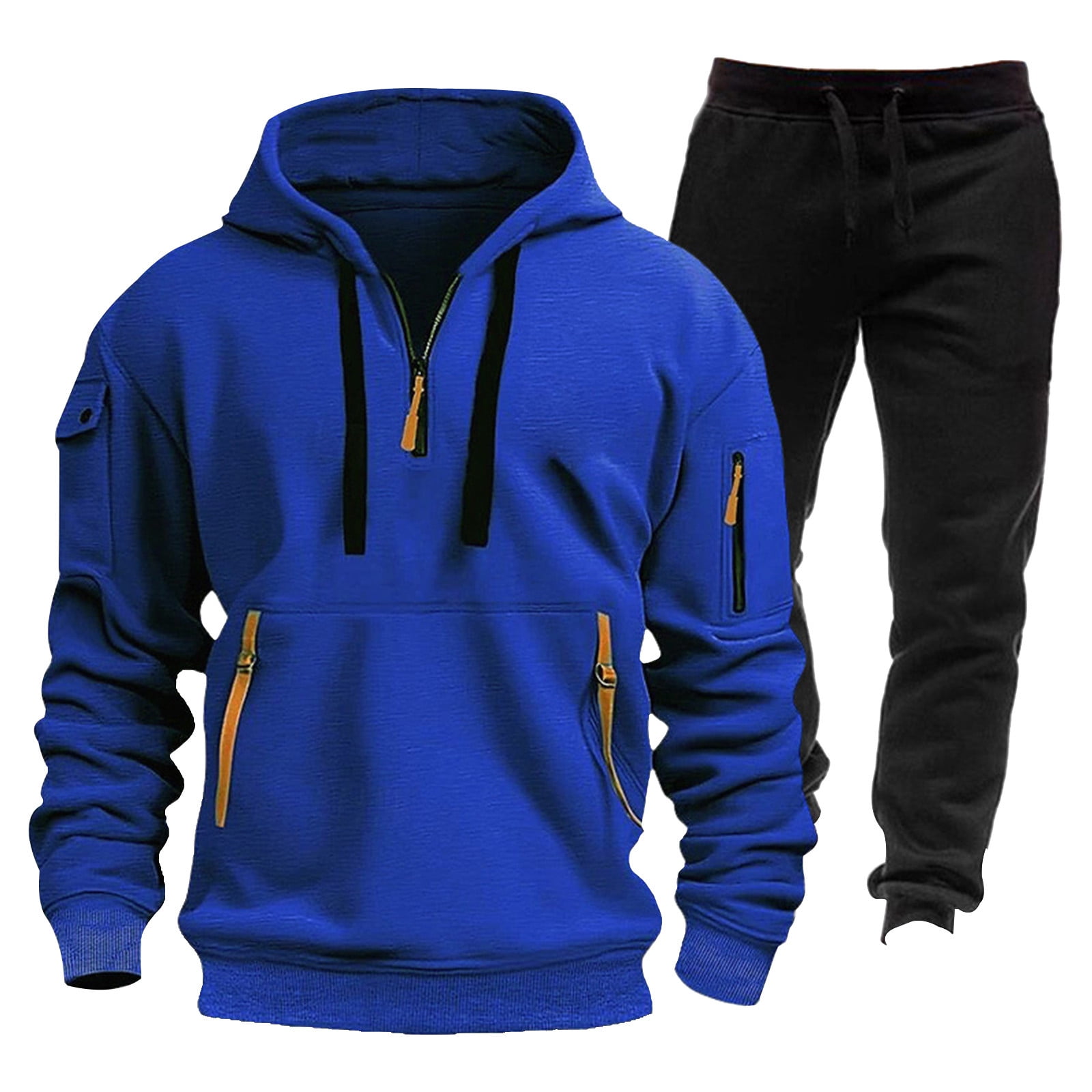 CCRFTGI Mens Sweat Suit 2 Piece Set Winter Big and Tall Tracksuit Sets ...