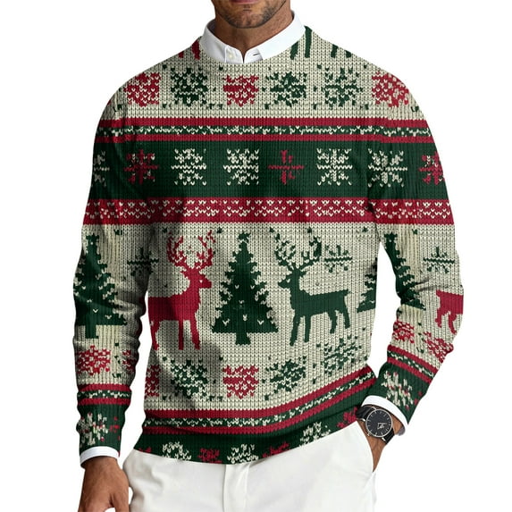 CCRFTGI Mens Sweaters 2025 Fashion Big and Tall Ribbed Xmas Tree ...