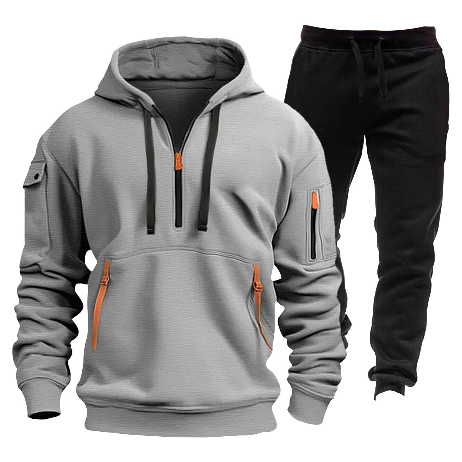CCRFTGI Mens Tracksuit 2 Piece Set Big and Tall Jogging Gym Zip Up ...