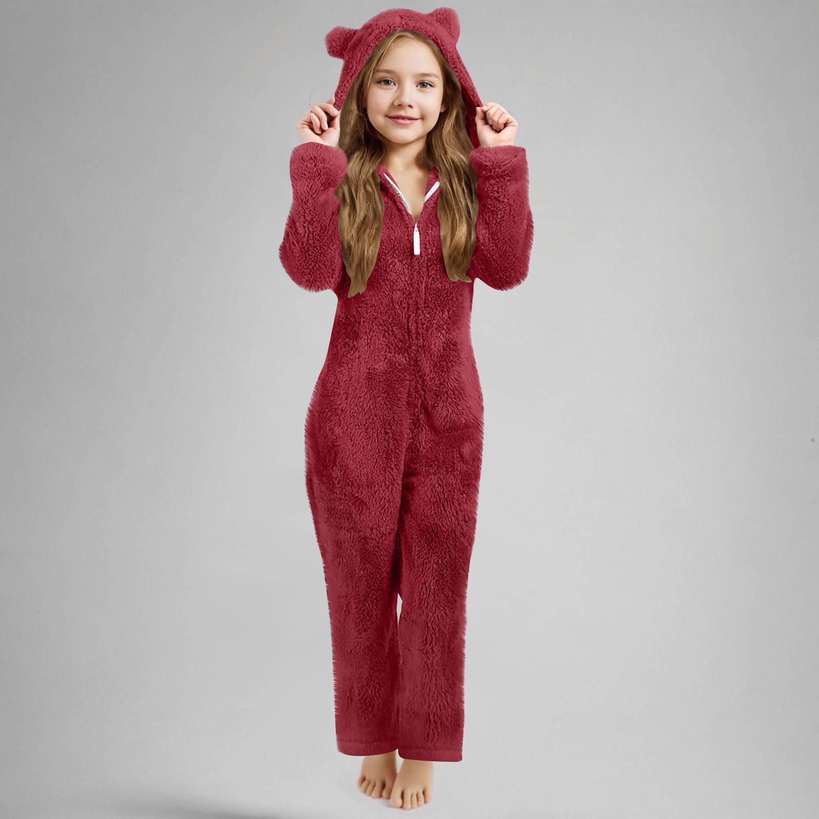 CCRFTGI Onesie Fleece Jumpsuit for Child Boys Girls Size 7 Fuzzy Zip Up ...