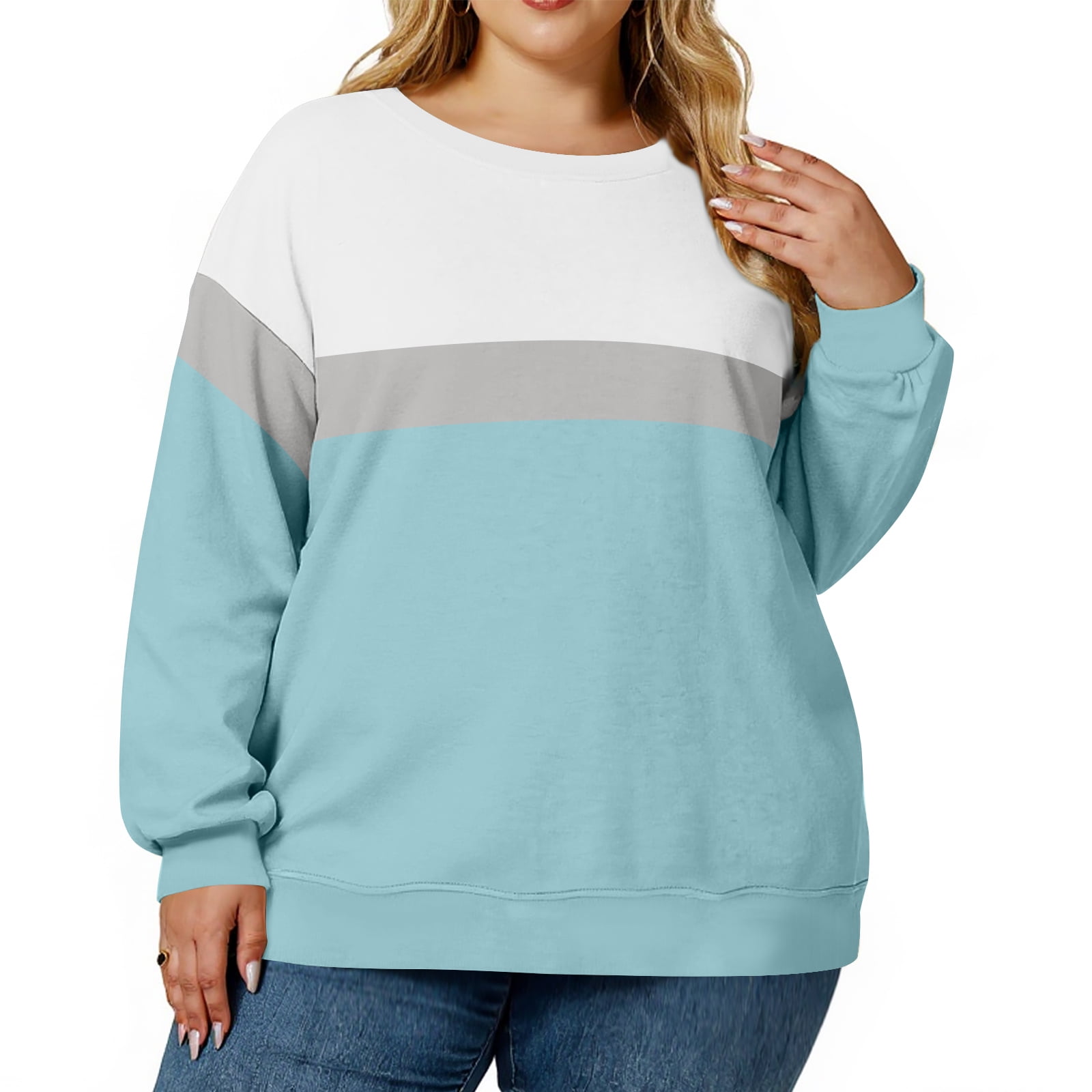 CCRFTGI Oversized Sweatshirt for Women Casual Soft Plain Color block ...