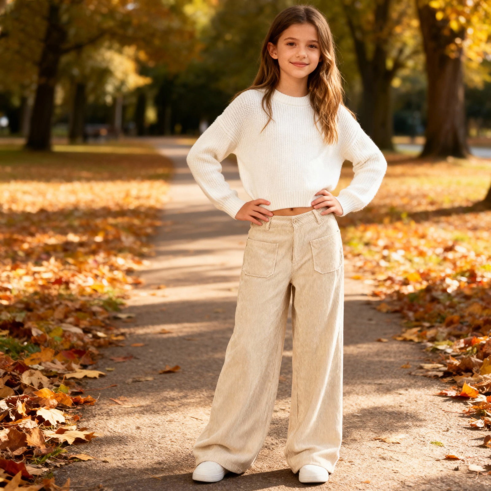 CCRFTGI Pants for Girls Size 8 Corduroy Baggy Cute High Waist Pants ...