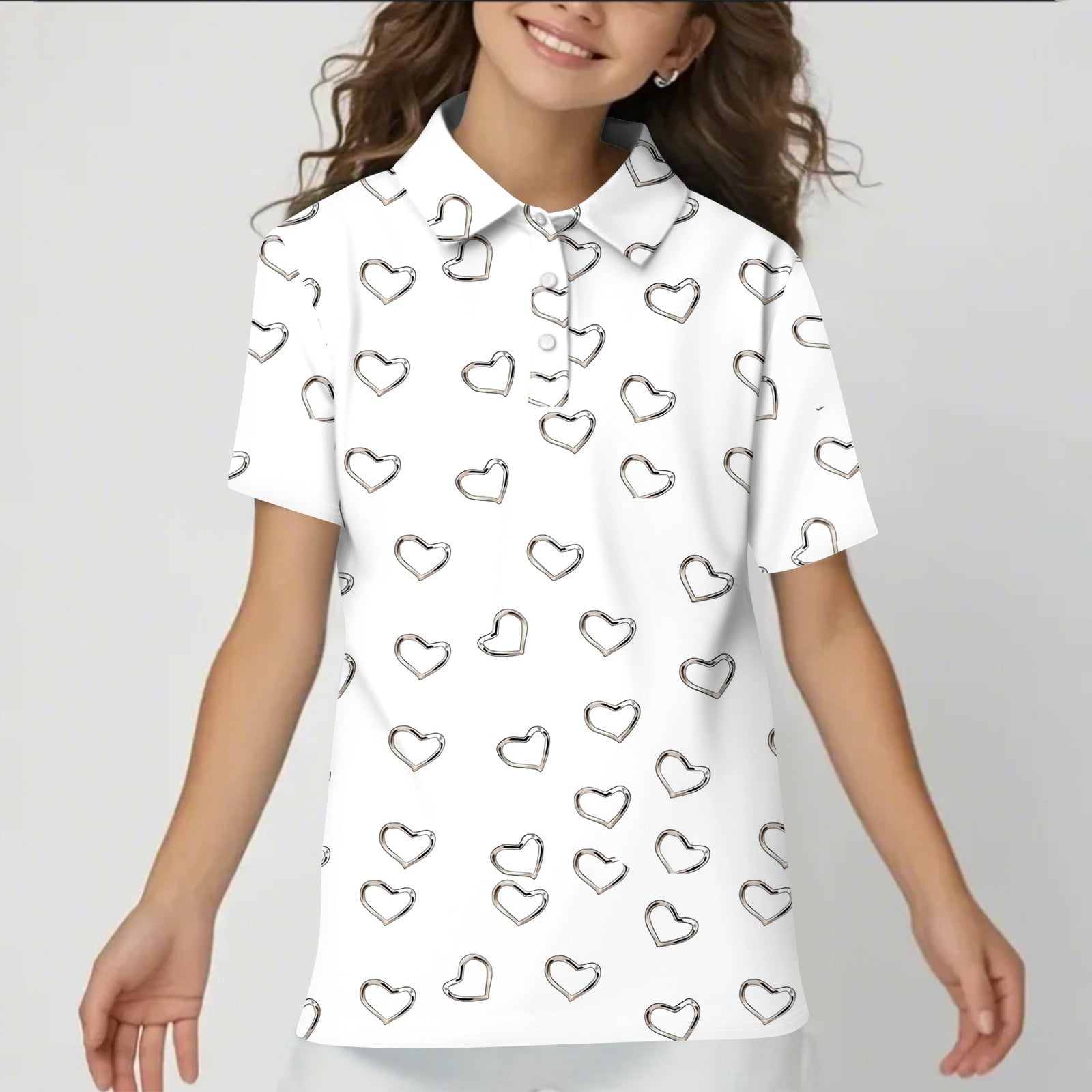 CCRFTGI Polo Shirts for Children Girls Size 10-12 School Uniform Print ...