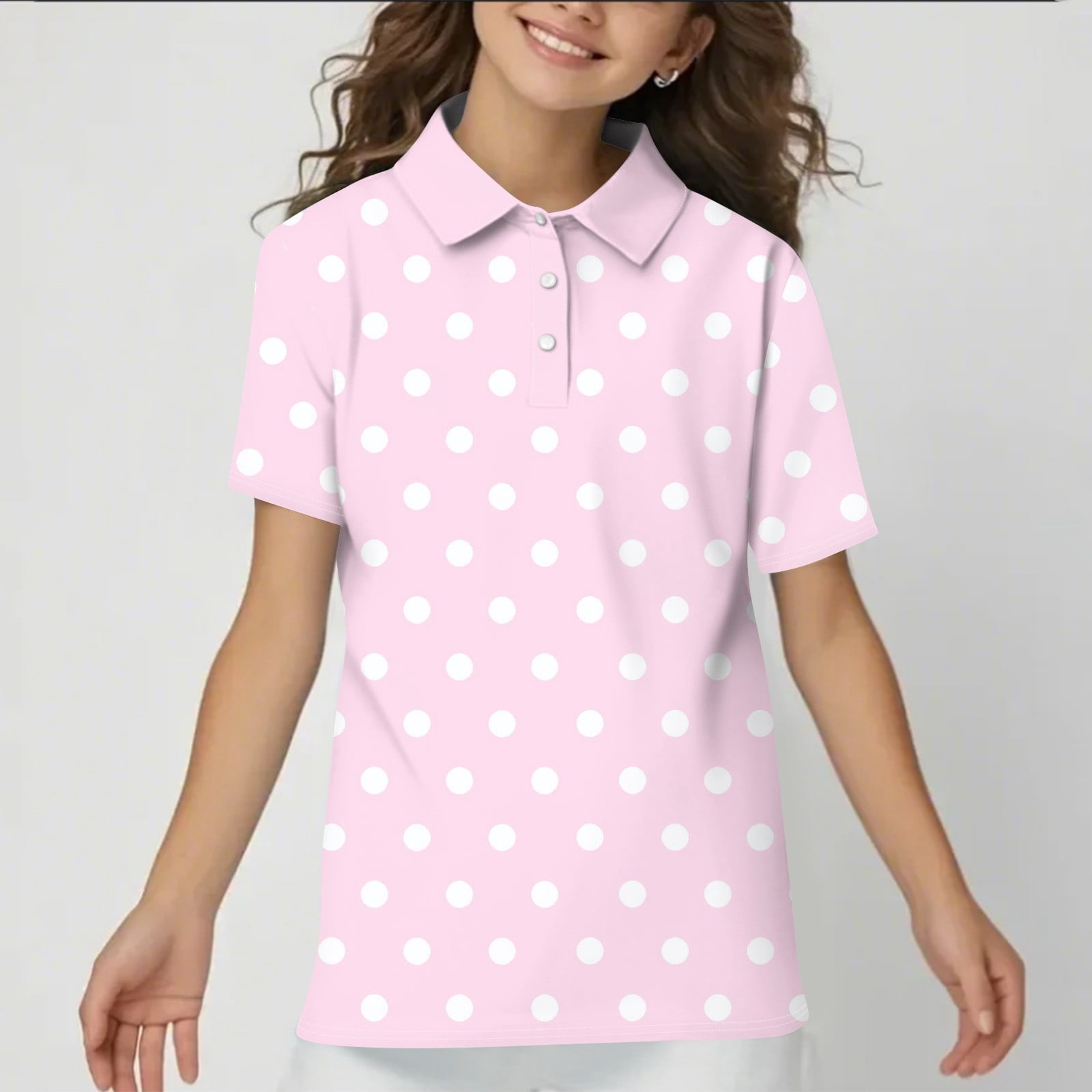 CCRFTGI Polo Shirts for Kids Girls Size 10-12 Uniform Polka Dots Shirts ...