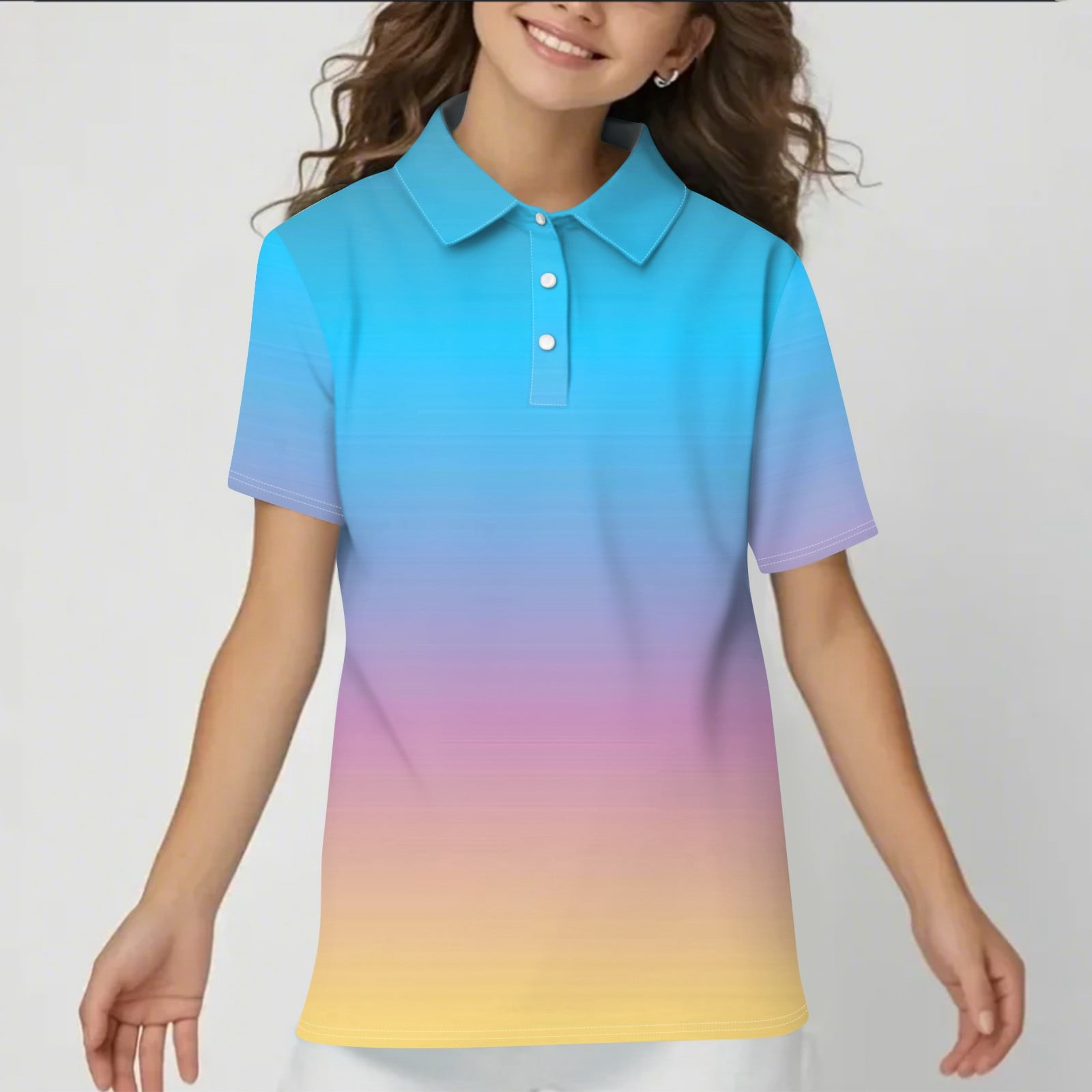 CCRFTGI Polo Shirts for Kids Girls Size 8 School Uniform Gradient ...