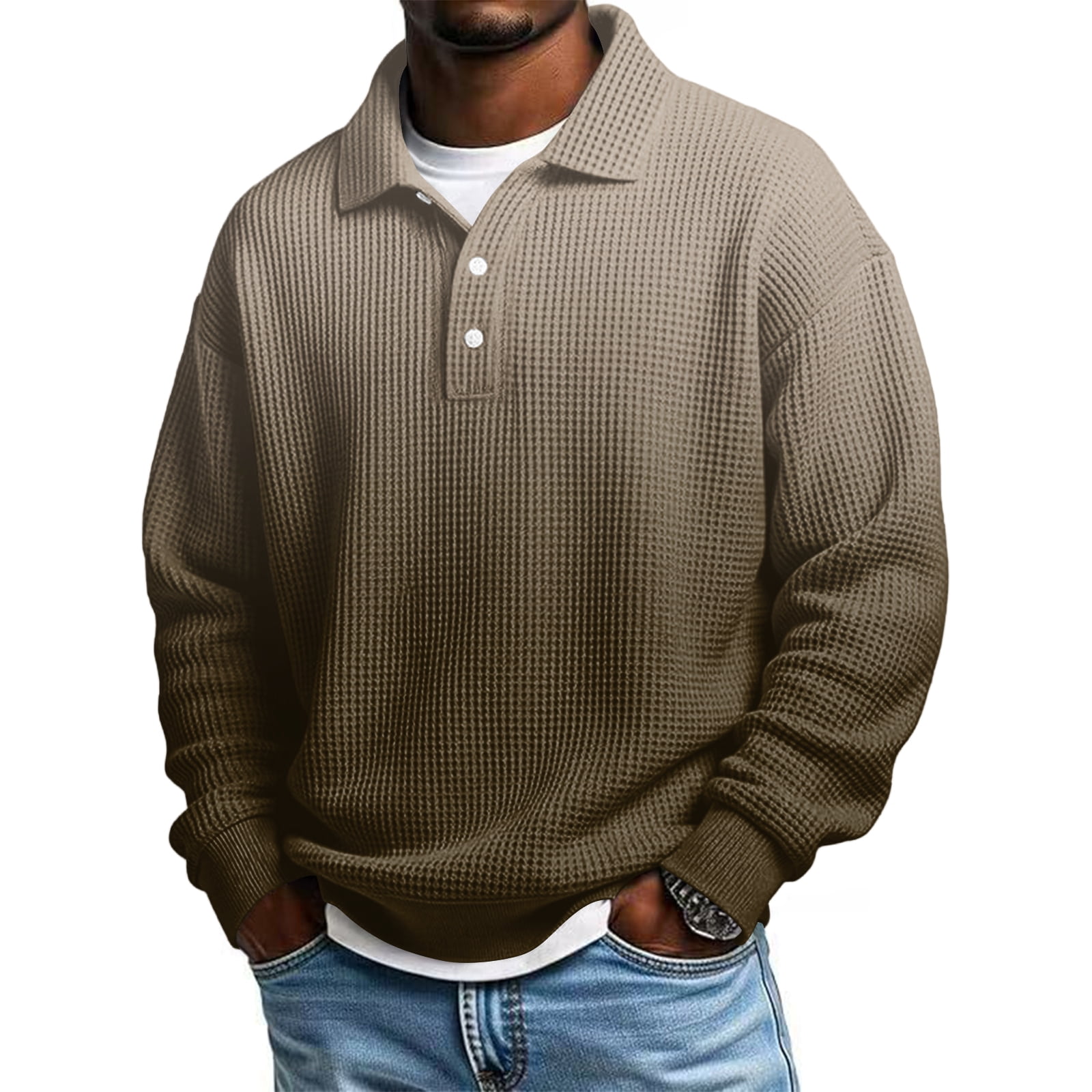 CCRFTGI Polo Shirts for Men Casual Waffle Knit V Neck Collared Blouse ...