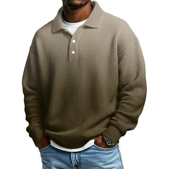 CCRFTGI Polo Shirts for Men Casual Waffle Knit V Neck Collared Blouse ...