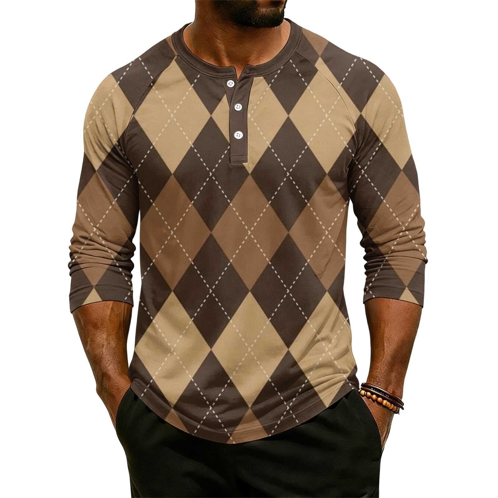 CCRFTGI Polo Shirts for Men Henley 3/4 Sleeve Raglan Casual Fashion ...