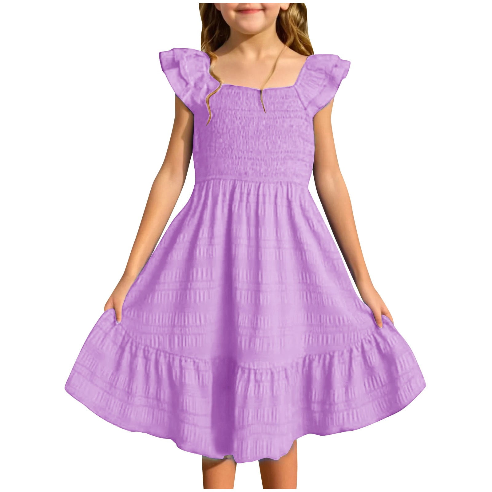 CCRFTGI Purple Tween Dresses Size 9-10 Back To School Ruffle Sleeve ...