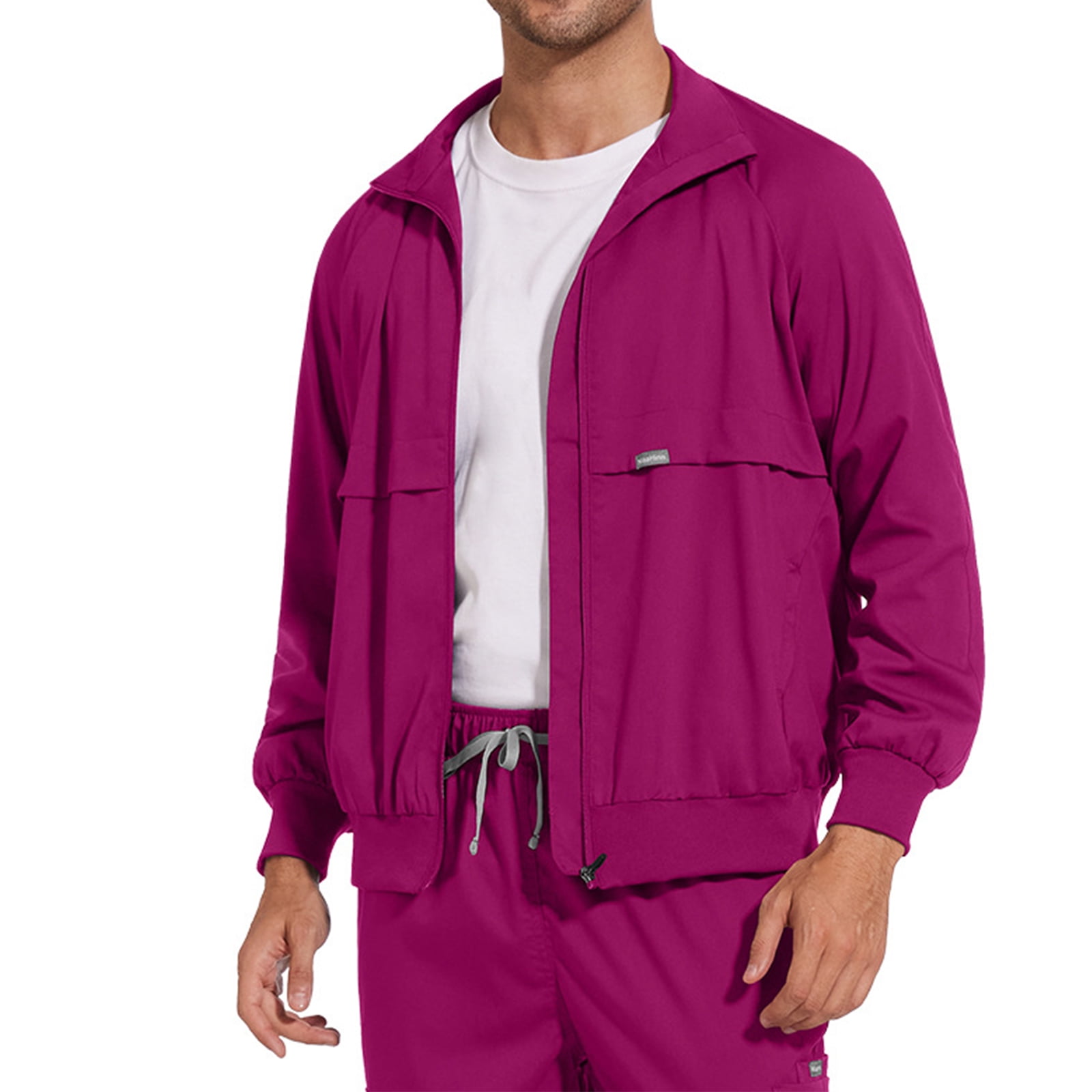 CCRFTGI Scrub Jacket Men Lightweight Long Sleeve Stand Collar Scrubs ...