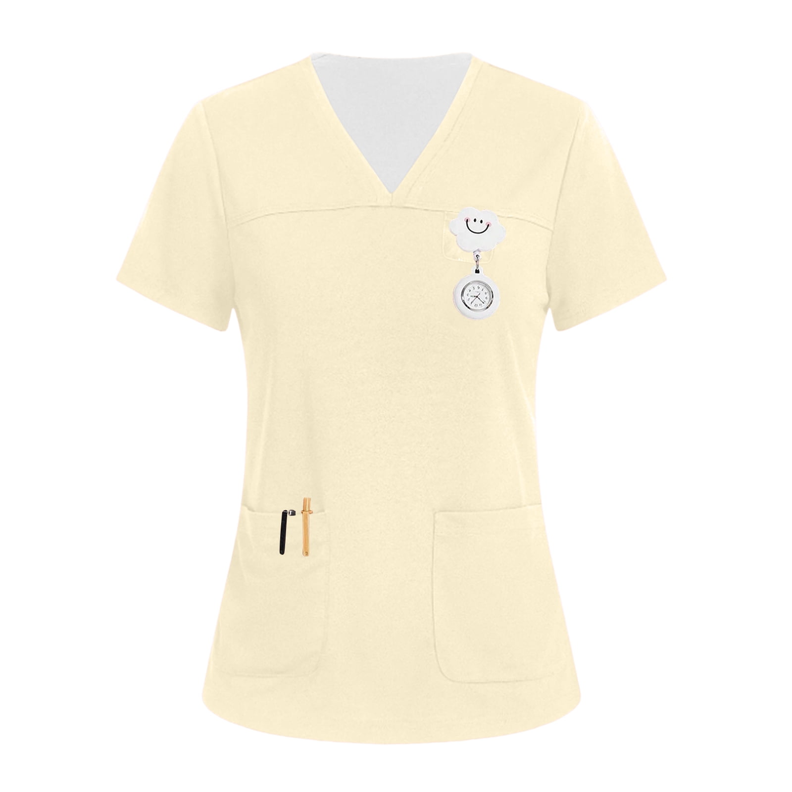 CCRFTGI Scrub Tops for Women Plus Size Medical V-Neck Uniforms Nurse ...