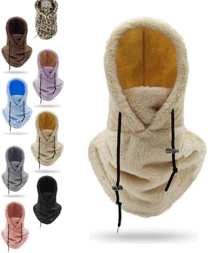 CCRFTGI Sherpa Hood Ski Mask Over Helmet, Windproof Plush Balaclava ...