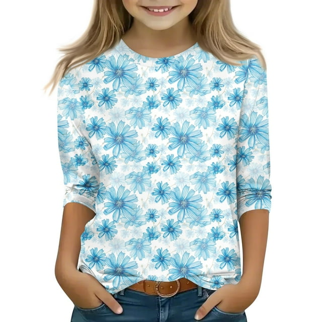 CCRFTGI Size 12 Girls Clothes Basic 3/4 Length Sleeve Tween Girls ...