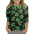 CCRFTGI St. Patrick's Day 3/4 Length Sleeve Girls Tops Size 7 Cute ...