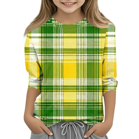 CCRFTGI St. Patrick's Day 3/4 Sleeve Girls Tops 10-12 Cute Lucky Green ...