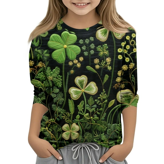 CCRFTGI St. Patrick's Day 3/4 Sleeve Shirts for Girls Size 10-12 Funny ...