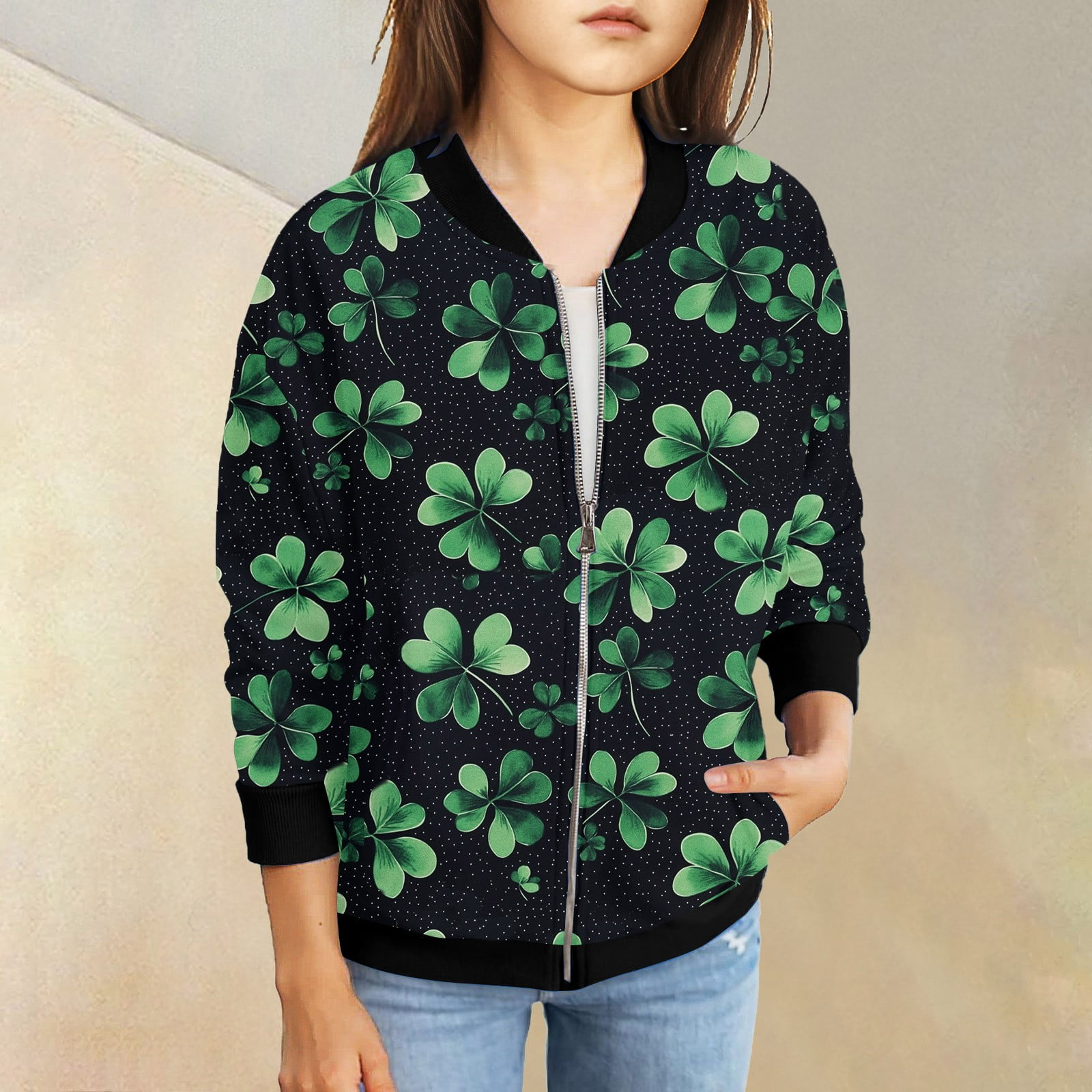 CCRFTGI St. Patrick's Day Coat Toddler Boys Size 7-8 Lucky Zipper Jackets Vintage Green 3D ...