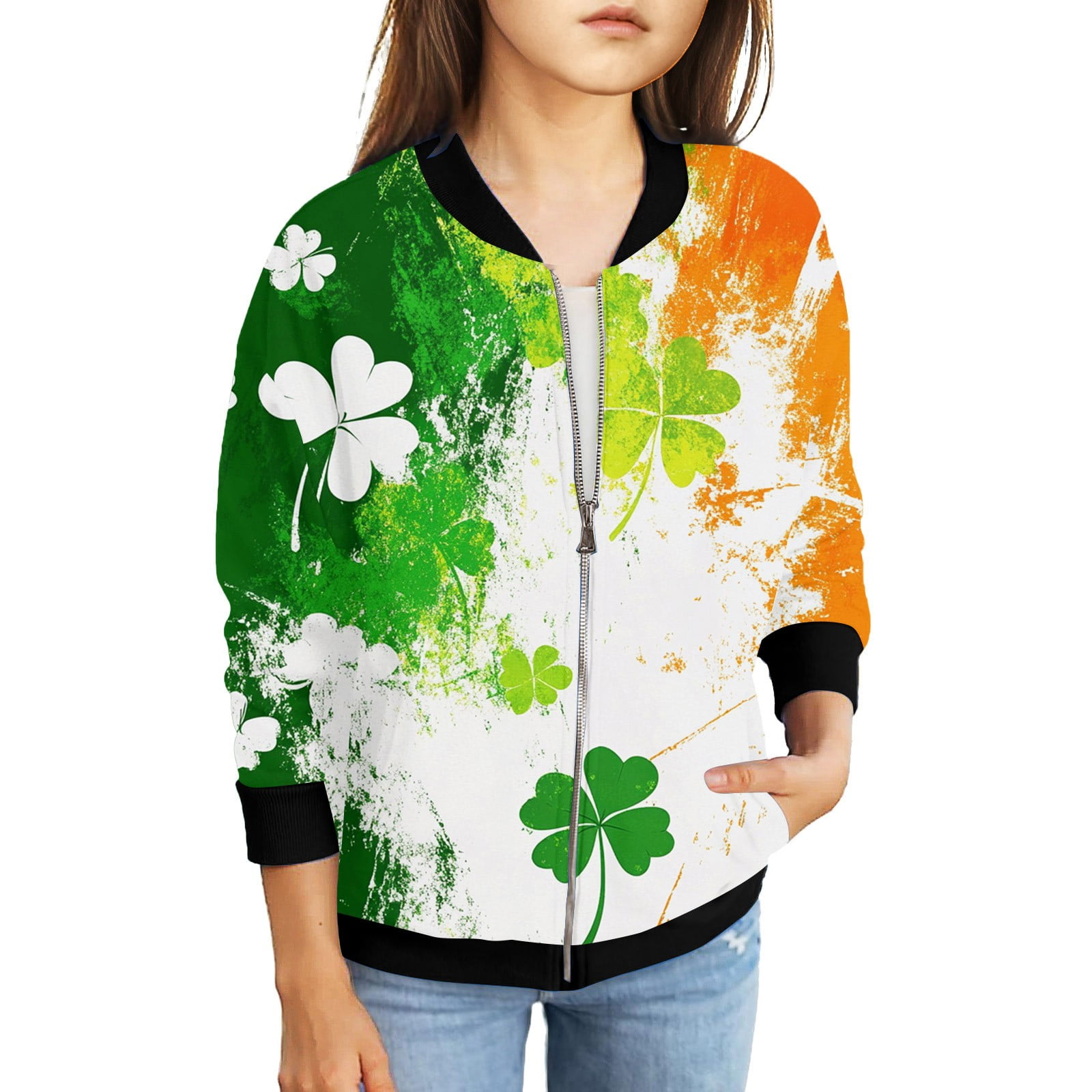 CCRFTGI St. Patrick's Day Coats Girls Size 11-12 Irish Zip Up Jackets ...