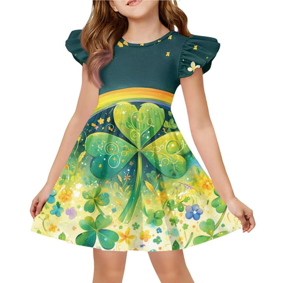 CCRFTGI St. Patrick's Day Dresses for Girls 10-12 Funny Lucky Shamrock ...