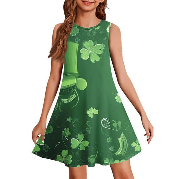 CCRFTGI St. Patrick's Day Dresses for Girls Size 10-12 A-Line Cute ...