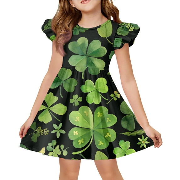CCRFTGI St. Patrick's Day Dresses for Girls Size 7 Cute Lucky shamrock ...