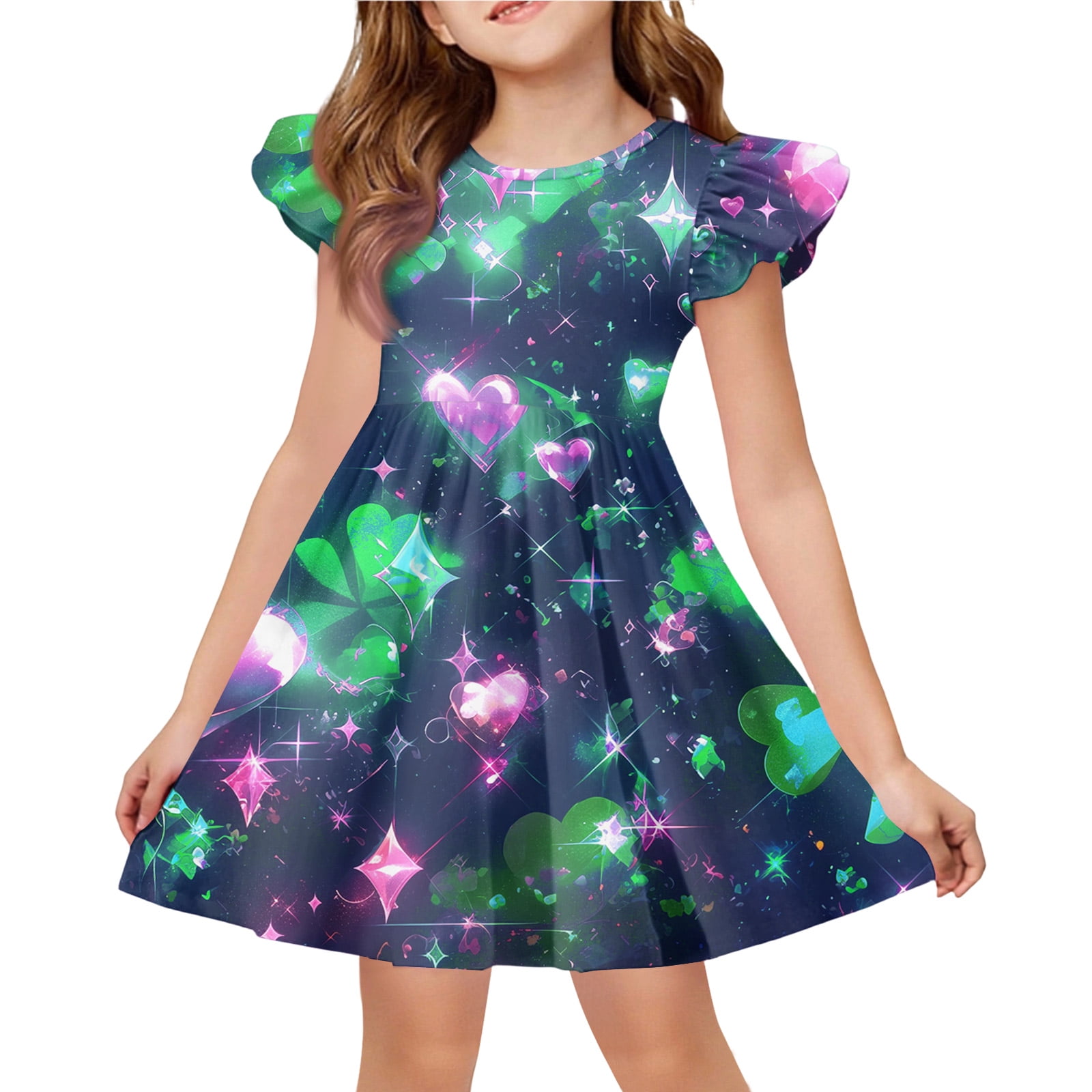 CCRFTGI St. Patrick's Day Dresses for Girls Size 8 Funny Lucky Shamrock ...