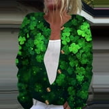 CCRFTGI St. Patrick's Day Fair Isle Cardigan Sweaters for Women Funny ...