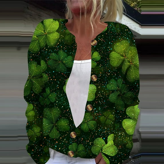 CCRFTGI St. Patrick's Day Fair Isle Cardigan Sweaters for Women Funny ...