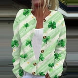 CCRFTGI St. Patrick's Day Fair Isle Cardigan Sweaters for Women Lucky ...