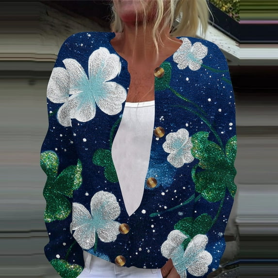 CCRFTGI St. Patrick's Day Fair Isle Cardigan Sweaters for Women Lucky ...