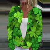 CCRFTGI St. Patrick's Day Fair Isle Cardigan Sweaters for Women Lucky ...