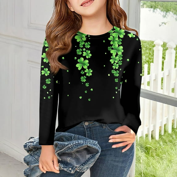 CCRFTGI St. Patrick's Day Fall Shirts for Girls Long Sleeve Casual ...